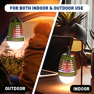 vertmuro Portable Bug Zapper Outdoor Indoor, Electric Mosquito Fly Killer Lamp with Three Lighting Mode, USB Rechargeable Light Bulb Zapper for Camping, Home, Patio (3 Pack)