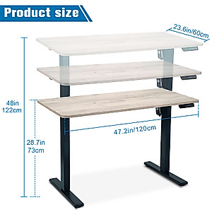 VIZTY Electric Standing Desk,Height Adjustable Home Office Desks with USB Charging Port,Sit and Stand Up Table with 48 x 24 Inches One-Piece Table Top (White Maple)