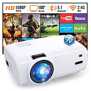 VYSER Projector, Projector with WiFi and Bluetooth 9800L Native 1080P Full HD Mini Projector with 100″ Screen, 300" Display Outdoor Movie Projector Compatible with TV Stick Phone Laptop