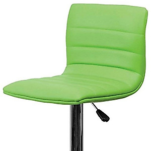 KLS14 Modern Barstools Horizontal Line Design Hydraulic Adjustable Height 360-Degree Swivel Seat Sturdy Steel Frame Chrome Base Dining Chair Bar Pub Stool Home Office Furniture - Set of 2 Green #1980