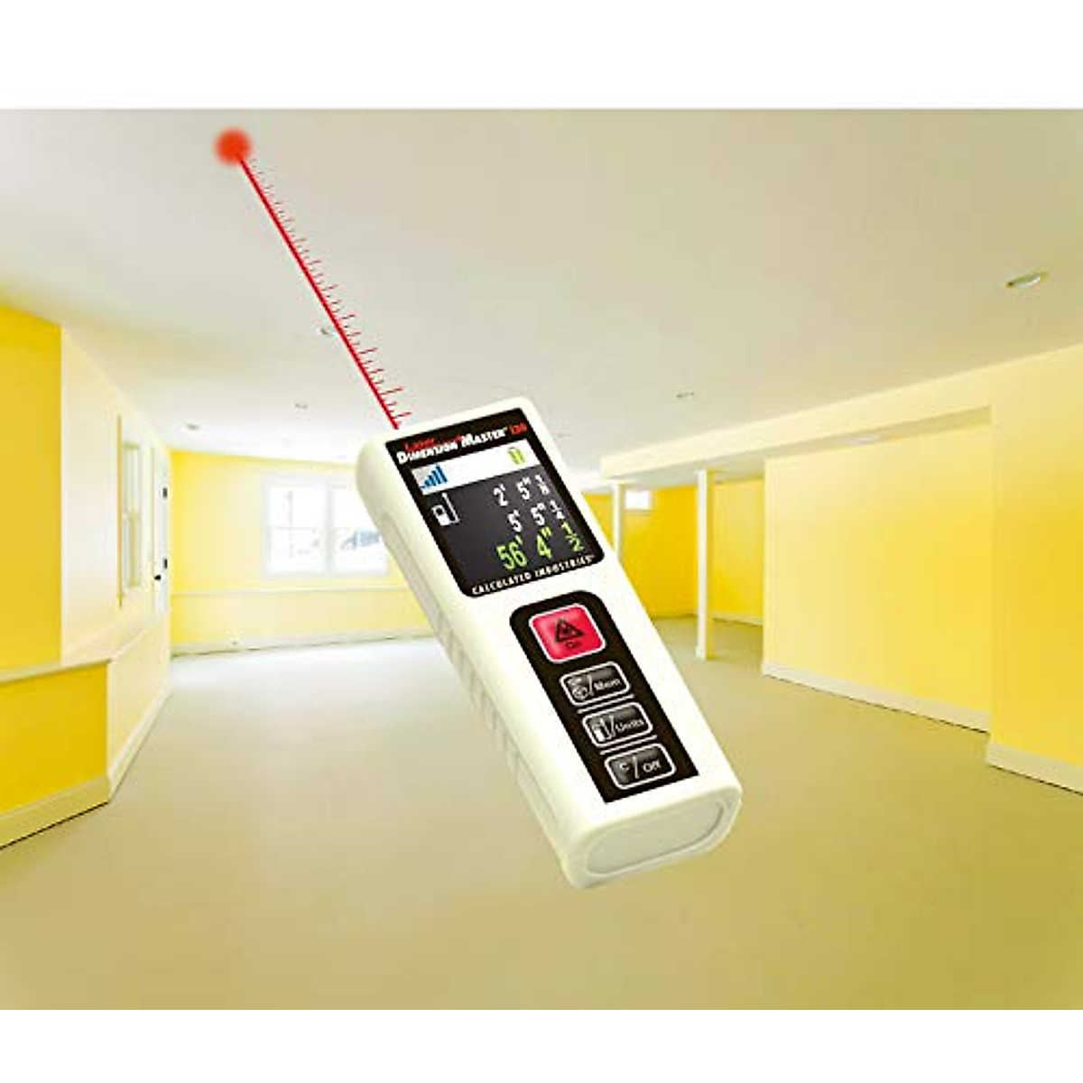 Calculated Industries 3356 Laser Dimension Master 130 Compact Digital Distance Measurer with 130-foot Range and Bright Color Display for Real Estate and Interior Design Pros