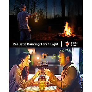 MOFOKEAY 2 Pack Outdoor Bluetooth Speakers,Wireless Speaker with LED Flame Speaker BT 5.0,Waterproof Torch Lantern for Patio Pool Party,Gifts for Women Men