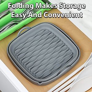 NaiKit's Grey 8 IN Reusable Silicone Air Fryer Square Liners for Basket Size 6.5 QT and above. Non-stick, Food Safe, great Instant Pot Kitchen Accessories.