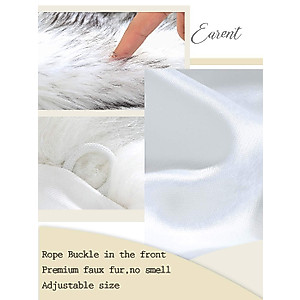 EARENT Women's Faux Fur Shawls and Wraps 1920s Bride Wedding Fur Scarf Bridal Fur Stoles for Brides and Bridesmaids (White+Black)