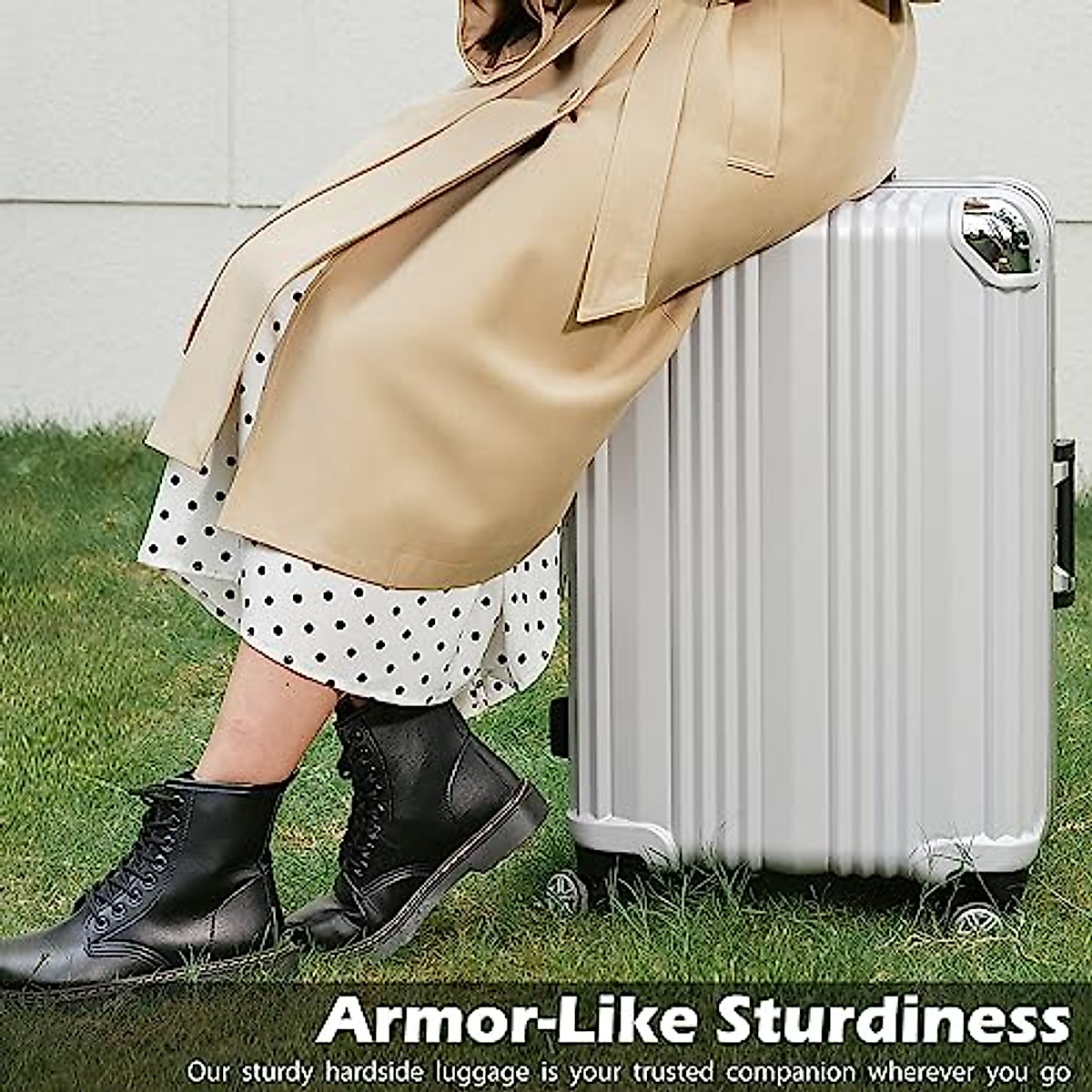 Coolife Luggage Aluminium Frame Suitcase TSA Lock 100% PC 20in 24in 28in (Wine red, M(24in))