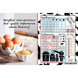 Cow Print Kitchen Conversion Chart Magnet - Imperial & Metric to Standard Conversion Chart Magnet - Cooking Measurements for Food - Measuring Weight, Liquid, Temperature - Recipe Baking Cookbook