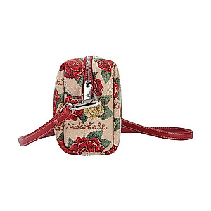 Signare Tapestry Small Crossbody Bag for Women pouch Bag with Mexican Folk Art Design (Frida Rose; HPBG-FKROSE)