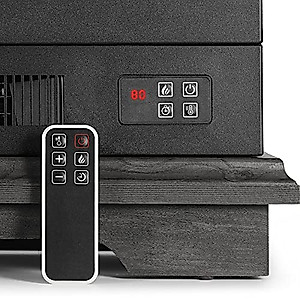 TURBRO Firelake 27-Inch Electric Fireplace Heater - Freestanding Fireplace with Mantel, No Assembly Required - 7 Adjustable Flame Effects, Overheating Protection, CSA Certified - 1400W, Black Walnut