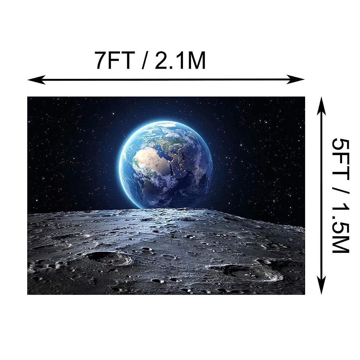 BELECO 7x5ft Fabric Outer Space Backdrop Universe Background Earth Moon Surface Furnished by NASA Planet Stars Photography Backdrop for Birthday Party Decoration Photoshoot Photo Background Props