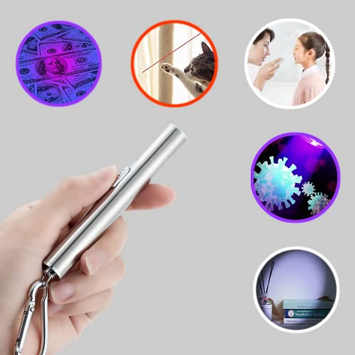 LOZZBY Cat and Dog Toys 2PCS Red Light Interactive Toy for Indoor Kitten Tease AAA Battery Carabiner