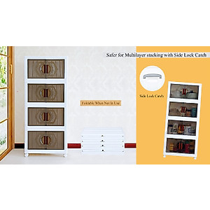 JECCICHY 232QT Stackable Storage Bins with Lids, Foldable Storage Box Open Front, Closet Storage Container for Organizing, Magnetic Large Double Doors, with Wheels