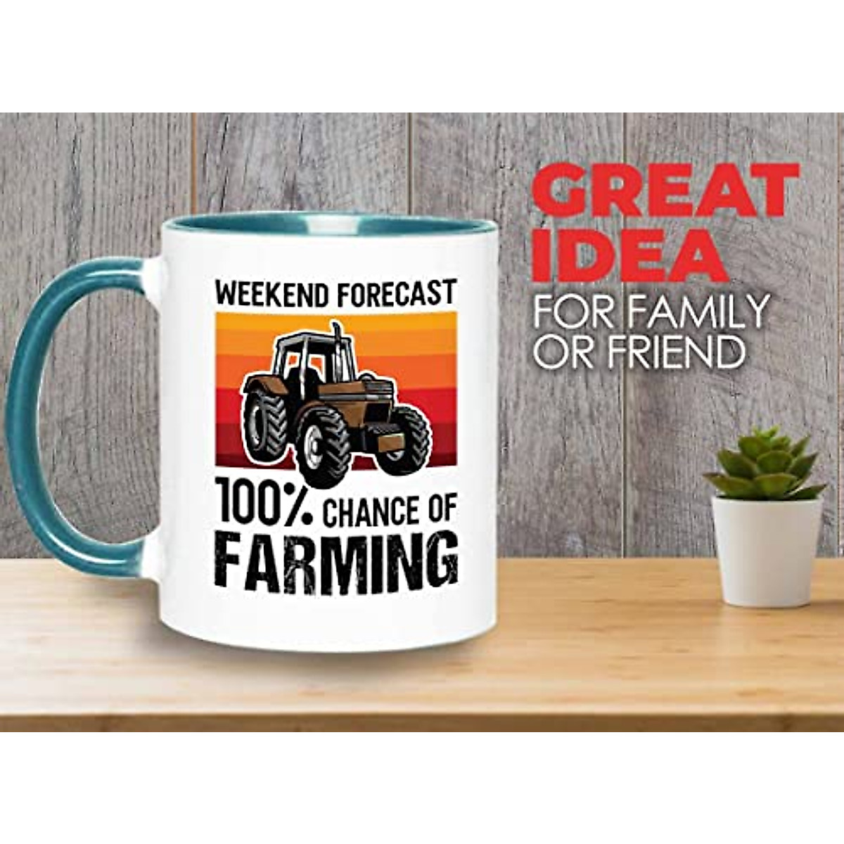 Bubble Hugs Farmer Birthday Two Tone Green Edition Coffee Mug 11oz - Forecast Farming - Dry Farming Farm ranch Market Garden Agricultural Seed Drill Acre Hay Tractor Farmer Crops