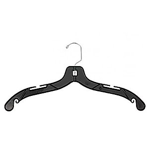 NAHANCO 2900 Extra Large Plastic Shirt/Dress Hanger with Chrome Swivel Hook, Heavy Weight, 19", Black (Pack of 100)