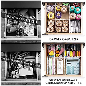 NiHome 8PCS Adjustable Drawer Divider Set, 12.6"x2.75" Flexible Plastic Drawer Organizer Grid for Socks, Underwear, Makeup, Stationary Storage, Home Kitchen Bedroom Dresser Office Desk (White)