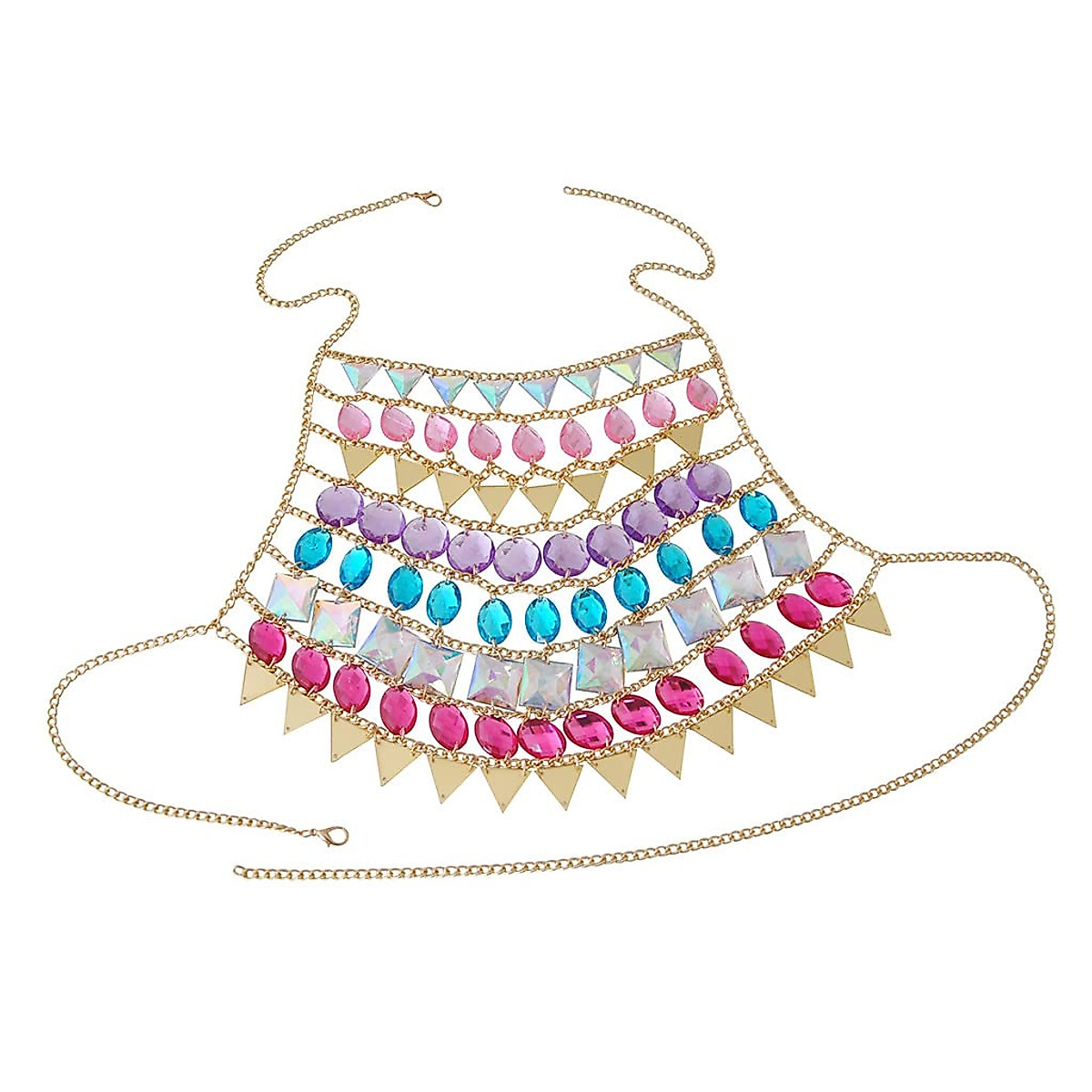 Bmirth Body Chain Rhinestone Pearl Bikini Chain Sexy Bar Chest Body Jewelry Rave Nightclub Party Festival Body Accessories for Women and Girls (Colorful-2)