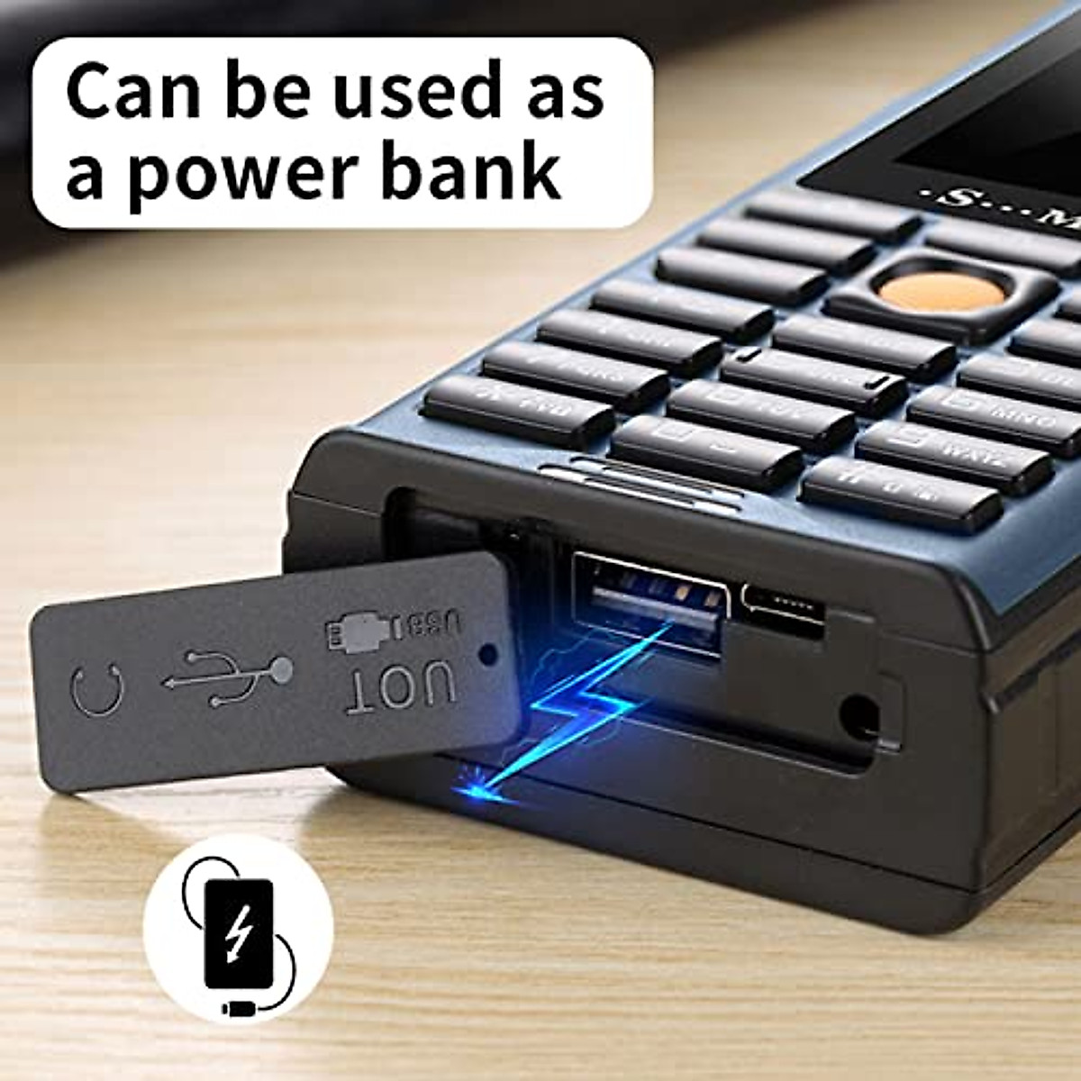 Unlocked Mobile phone Multifunctional 2G Cell Phone For The Elderly , Four Cards Four Standby , Large Button , Large Battery , Loud Volume , Power Bank , Ultra Long Standby Light blue