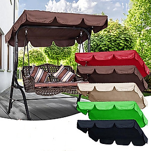 Outdoor Swing Canopy Replacement,Waterproof Patio Chair Top Cover for Swing, 2 & 3 Seater Garden Porch Seat Furniture Sun Shade Patio Swing Hammock Top Sunproof Cover for Patio Garden Yard (E/Red)