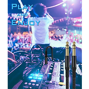 Itramax 1/4 inch TRS Audio Cable 10 FT,Straight 6.35mm Male Jack Balanced Stereo Cord,6.35 Instrument Interconnect Wire for Electric Guitar,Bass,Keyboard,Mixer,Monitor,Amplifier/Amp,Speaker Studio