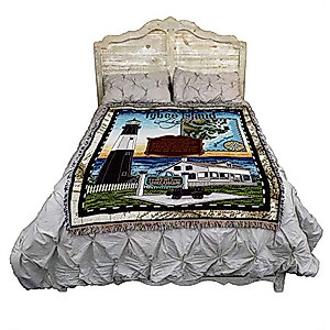 Pure Country Weavers Tybee Island Lighthouse Blanket - Georgia Coastal Ocean Gift Tapestry Throw Woven from Cotton - Made in The USA (72x54)