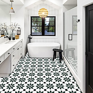 MORCART 20 Sheet , 8x8 Inches Green Vinyl Flooring for Kitchen, Staircase, Apartment, RV, Fireplace, Bathroom Peel and Stick Tiles for Floor,Stick on Floor Tiles