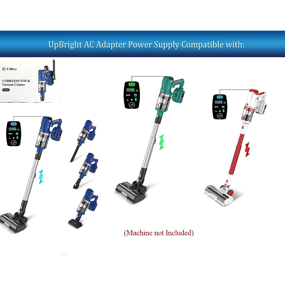 UpBright 22.5V AC/DC Adapter Compatible with UMLo Model V111 V111Plus Plus 18.5V 4000mAh Lithium Li-ion Battery Powerful Suction Lightweight Cordless Stick Vacuum Cleaner 22.5VDC Power Supply Charger