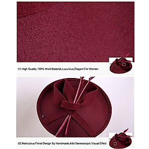 F FADVES Vintage Womens Dress Fascinator Wool Pillbox Hat Formal Church Wedding Tilt Hat Black