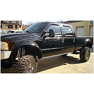 Bushwacker Cutout Pocket/Rivet Style Rear Fender Flares | 2-Piece Set, Black, Smooth Finish | 20046-02 | Fits 1999-2010 Ford F-250/F-350 Super Duty Styleside w/ 8.2' Bed (Excludes Dually)
