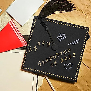 28 Pieces Graduation Cap Decorations Kit, Letter Stickers, 6 Letter Stickers 6 Digital Stickers 16 Rhinestone Stickers Suitable for Graduation Cap DIY Greeting Cards Gift Box Decoration