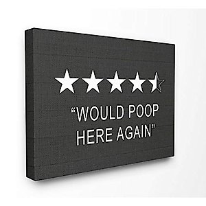 Stupell Industries Five Star Funny Word Bathroom Black and White Design Decorative Wall Hangings, Multi-Color