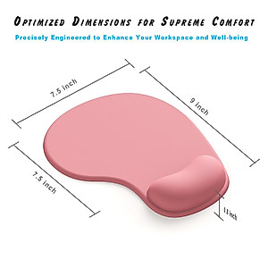 Office Mousepad with Gel Wrist Support - Ergonomic Gaming Desktop Mouse Pad Wrist Rest - Design Gamepad Mat Rubber Base for Laptop Computer (01Pink)
