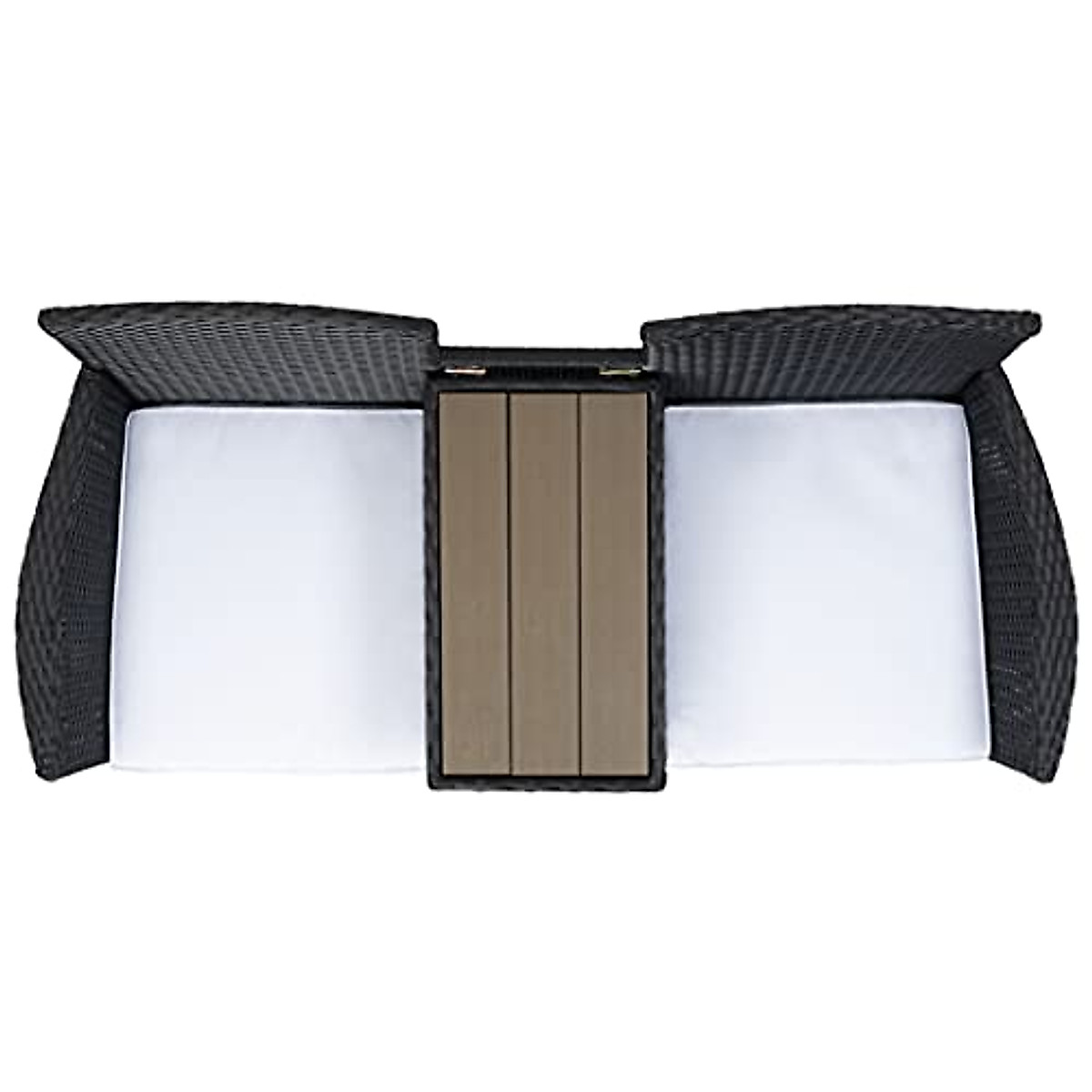 Safavieh Outdoor Collection Viora Wicker Loveseat PAT7710A, Black/White Cushion