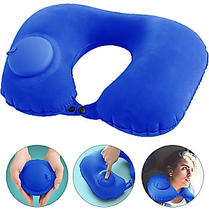 Dufominc Inflatable Travel Neck Pillow for Camping and Traveling Portable U-Shaped Pillow Suitable for Sleep Rest Car Office and Outdoor - Navy Blue