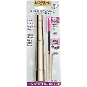 L'Oréal Paris Telescopic Original Mascara, 910 Blackest Black (Pack of 2)