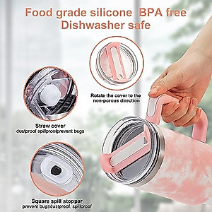 40 oz Tumbler With Handle and Lid Straw Stainless Steel Insulated Vacuum Cup Reusable Water Bottle Travel Mug Iced Coffee Cup Travel Mug for Hot and Cold Beverages simple modern 40 oz tumbler