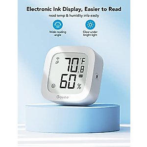 Govee WiFi Thermometer Hygrometer H5103, Indoor Bluetooth Temperature Humidity Sensor with Electronic Ink Display, App Notification Alert, Free Data Storage Export, Digital Remote Monitor for Bedroom