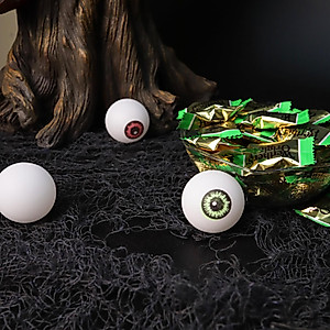 Needzo Eyeball Ping Pong Balls, Halloween Party Supplies, Red and Green Pupils, 6 per Bag