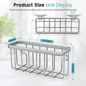 Sponge Holder for Kitchen Sink, Kitchen Sink Sponge Holder, Kitchen Sink Caddy,Dish Sponge Holder by HLOOL (Silver）