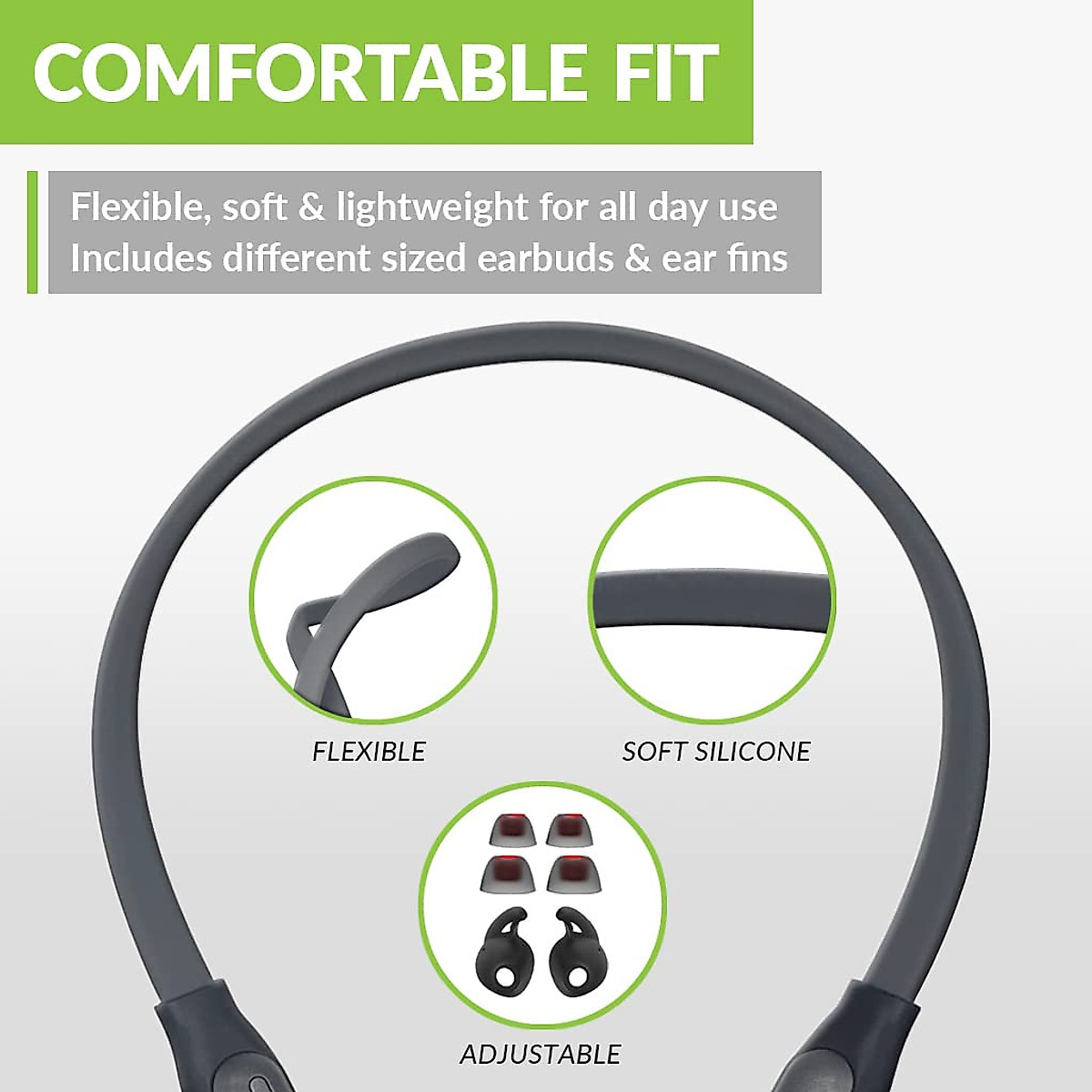 Avantree Neckband Bluetooth Headphones with Clear Dialogue Mode & Enhanced Volume for Phone PC TV Listening, 20hrs Music Time, Wireless Earbuds, Support Low Latency - NB18