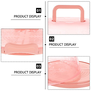PAREKS Portable Round Cake with Handle Pie Saver Cupcake Container Carriers with Dome Lids Pink/1191