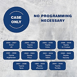 KeylessOption Key Fob Cover Case Replacement for 2000 2001 2002 2003 2004 2005 2006 2007 2008 Toyota Celica Echo Highlander Prius Rav4 Tacoma Yaris 4Runner Tundra Remote Shell, 3-Button HYQ12BBX
