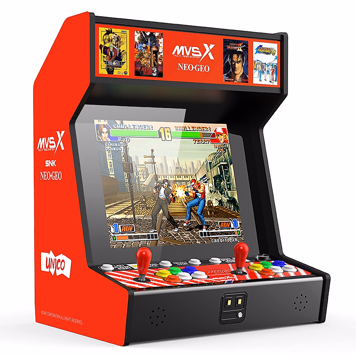 UNICO MVSX Arcade with Base, Riser and Stool Combo, Pre-Loaded 50 SNK Official Genuine Retro Games, Including The King of Fighters/Samurai/Metal Slug and More