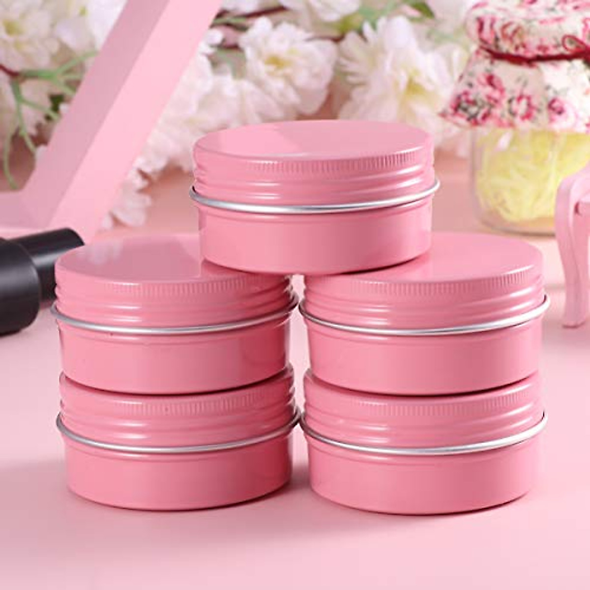 FALOME 12Pcs Aluminum Tin Jar Refillable Containers Cosmetic Small Tin Round Tin Container Bottle for Candle Lip Balm 50ml