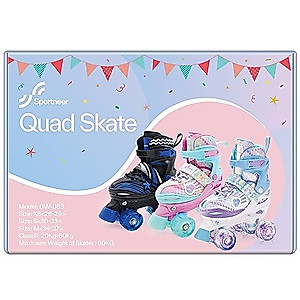 Sportneer Kids Roller Skates, 4 Adjustable Light up Roller Skates for Girls Boys Kids Toddlers Beginners, Kids Skates with Protective Gear Set Gift for Indoor & Outdoor Use