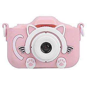 2inch Screen Kid's Camera, Photo taking Toy Children's Camera, 24 Million Pixel Cartoon Digital Camera DV for children's Birthday Holiday Gifts, Support 32GB TF Card/600mAh Battery(pink)