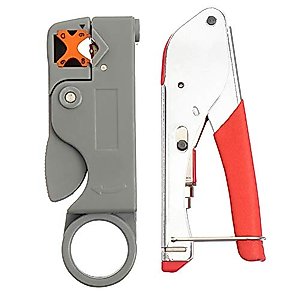 2 Pcs Coax Cable Crimper Coaxial Compression Tool Kit Wire Stripper Hand Tool