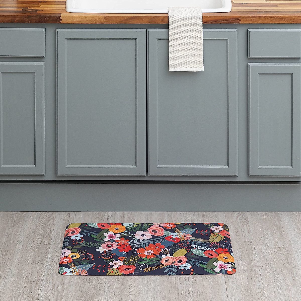 Mohawk Home Anti Fatigue Dri-Pro Cushion Mat, Bloomed Navy Blue (1' 6" x 2' 6")