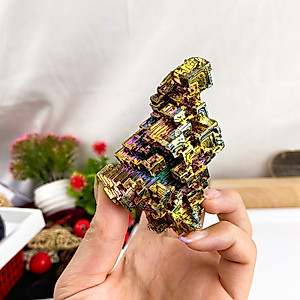 Natural Bismuth Ore,Rainbow Bismuth, Metal Crystal,Crystal Gifts,Mineral Specimen,Home Decoration,Rainbow Bismuth, Metal Crystal (Approx: 0.19-0.24Ib)