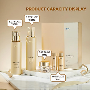 IOPE Super Vital Skin Care Set - Luxury Korean Skincare Gift Set for Anti Aging, Including Face Toner, Lotion and Moisturizer for Wrinkle Care - Facial Care Kit for All Skin, for Hydration & Lifting