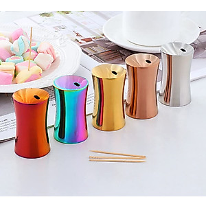 Winecraft Shiny Silver Metal Toothpick Holder - Tooth Pick Dispenser - Decorative Kitchen Display (Silver)