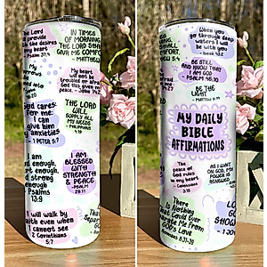 CERMELUS Christian Bible Verse 20oz Skinny Tumbler, Stainless Steel Double Wall Insulated Cup With Lid And Straw Multi, Bible Christian Tumbler Gift, Gifts for Women, Mom, Friend